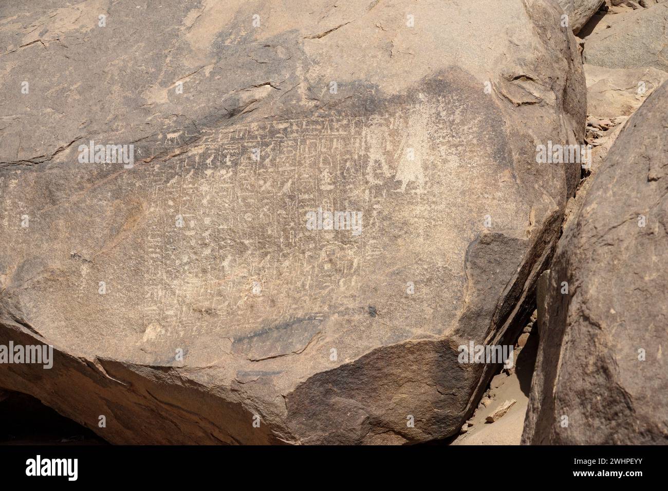 Rock inscriptions on Sehel Island, Aswan, Egypt Stock Photo - Alamy