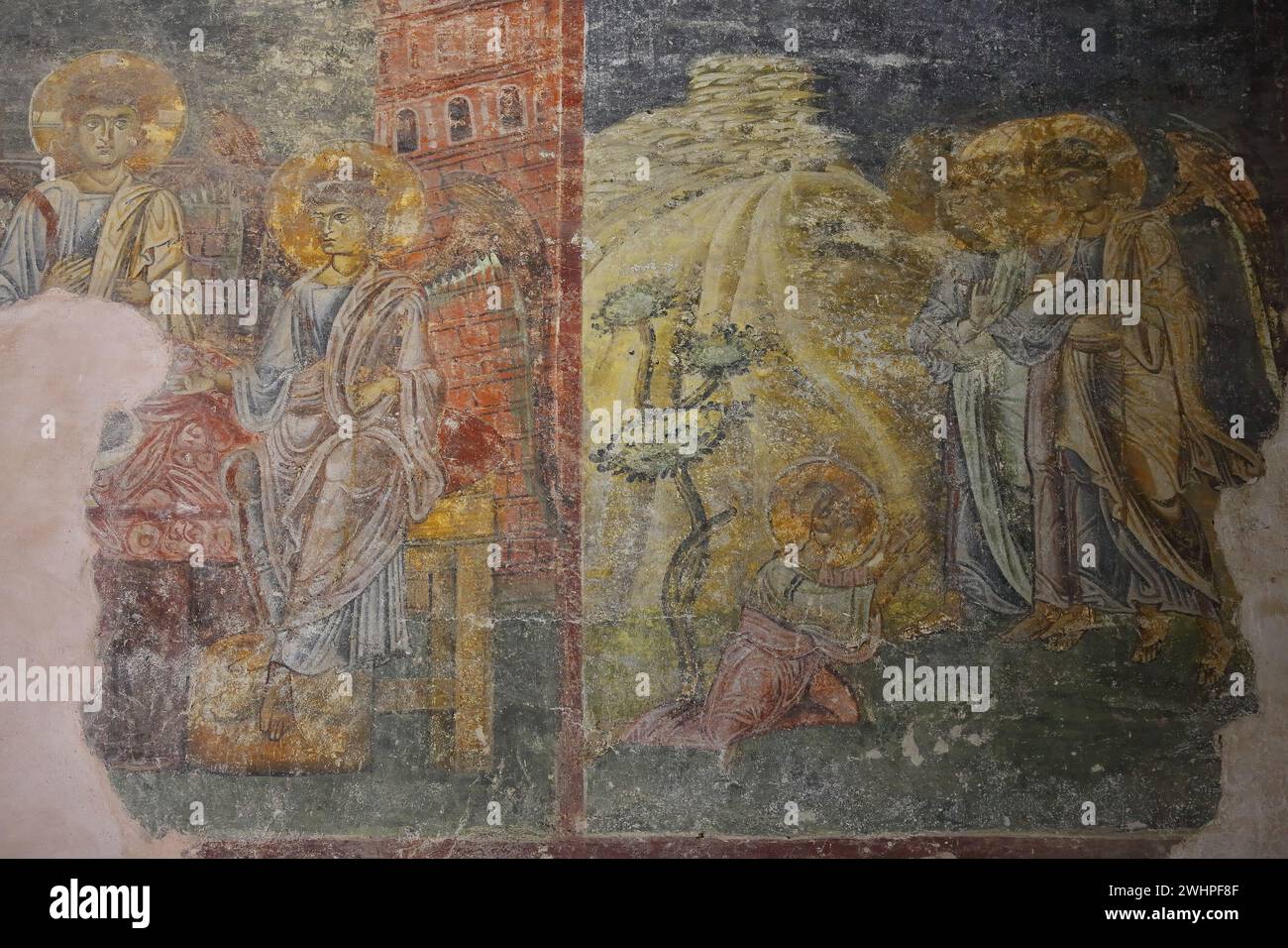 311 Frescoes depicting scenes from the Bible, bema or chancel area of ...