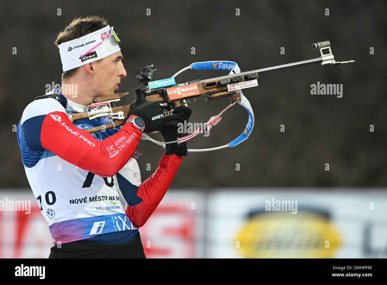 Jonas Marecek of Czech Republic competes in the men's 10 km sprint ...