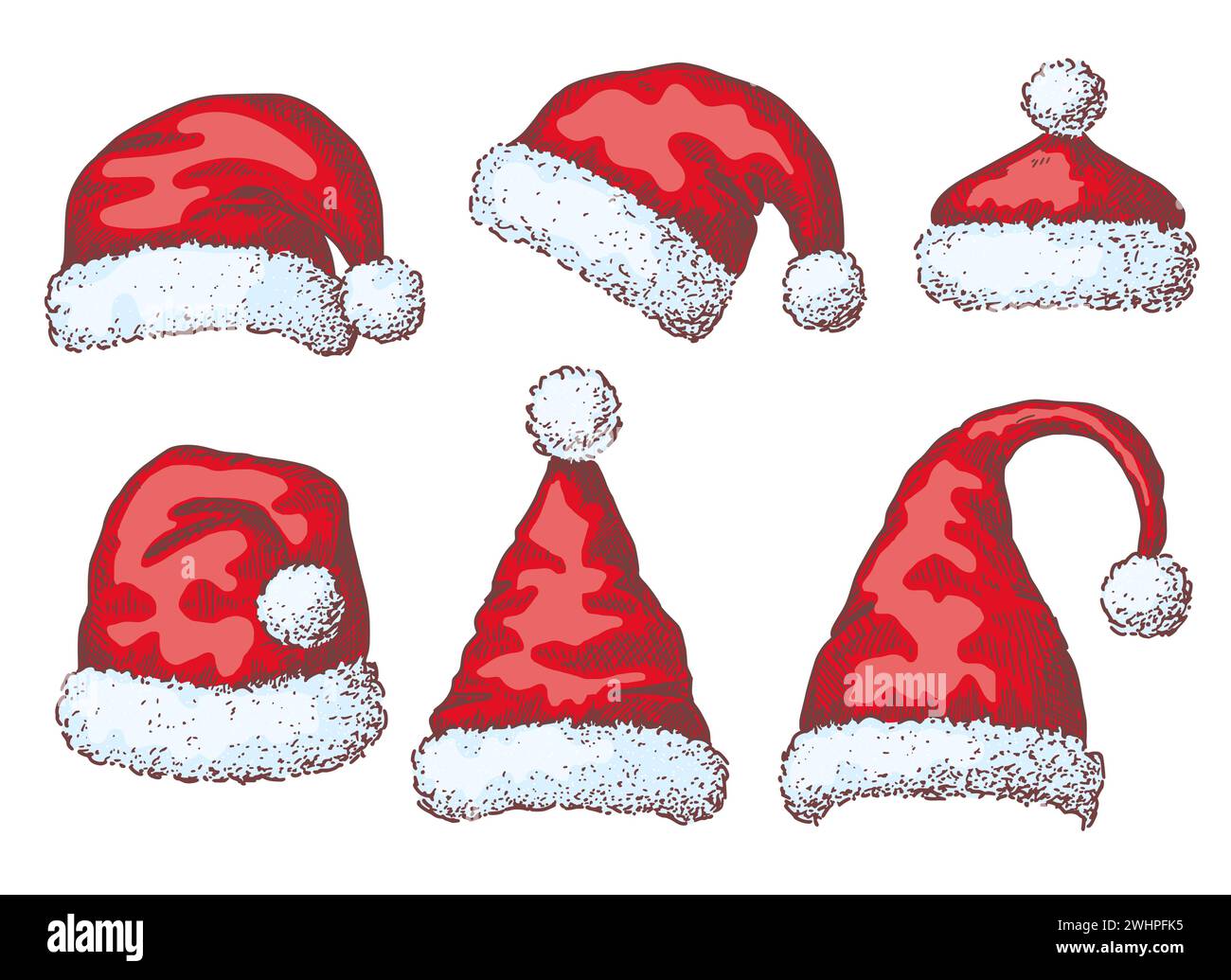 Santa claus hats sketch vector vectors hi-res stock photography and ...