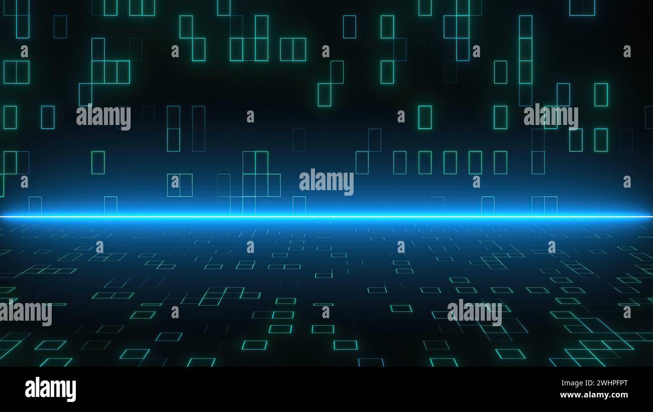 Abstract technology background with blocks. Computer generated 3d ...