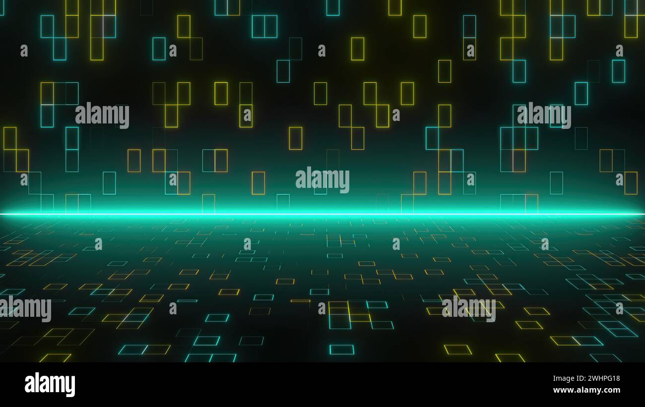 Abstract technology background with blocks. Computer generated 3d render Stock Photo - Alamy