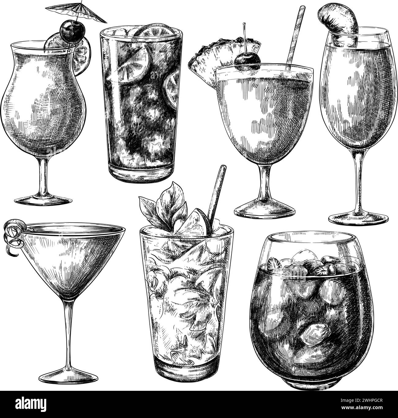 Ink drawing cocktail hi-res stock photography and images - Alamy