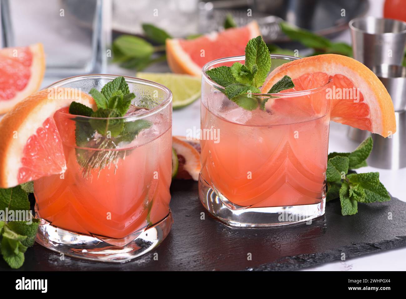 Grapefruit Pink Paloma with tequila Stock Photo - Alamy