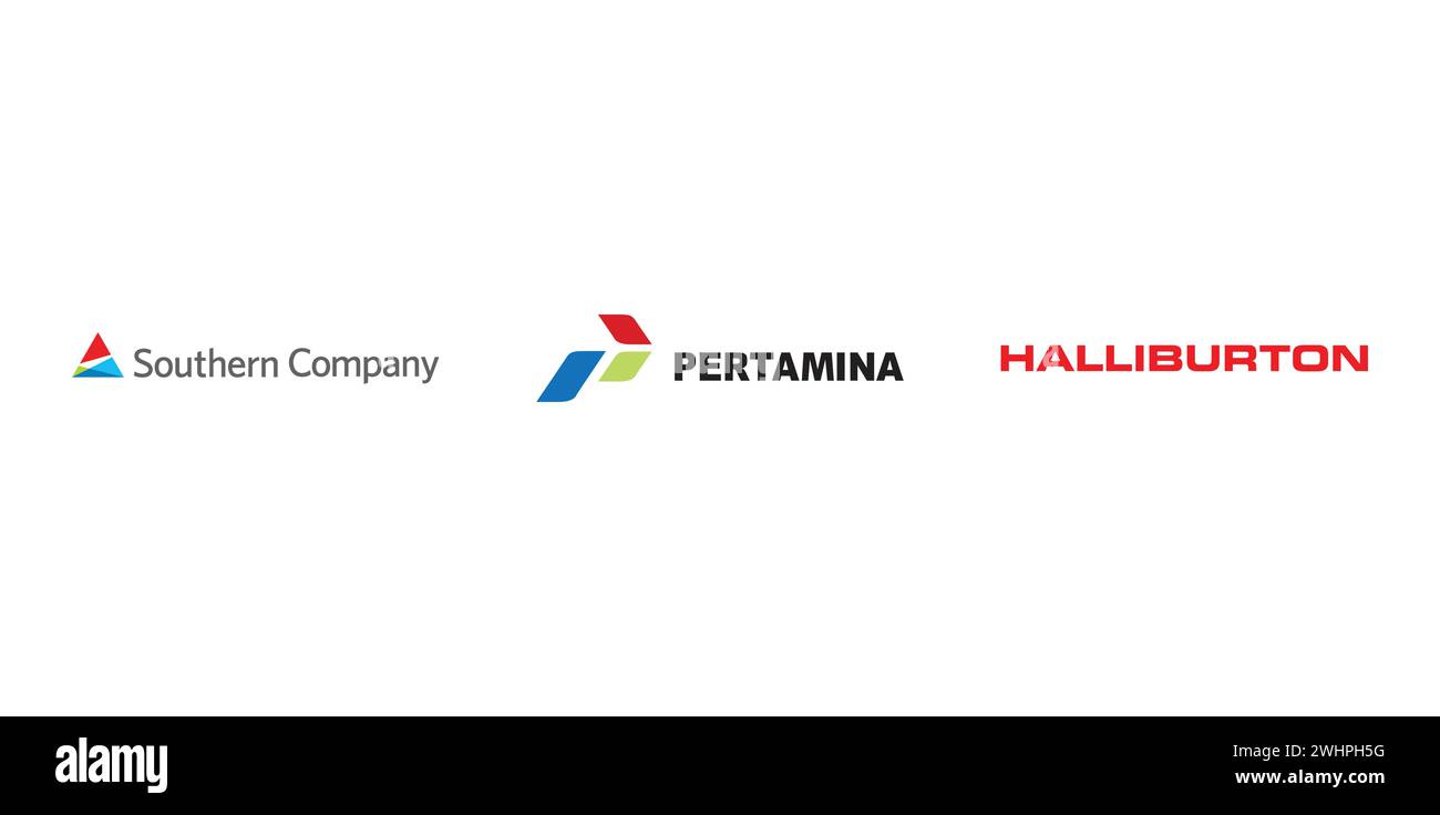 Pertamina, Halliburton, Southern Company. Vector editorial brand icon ...