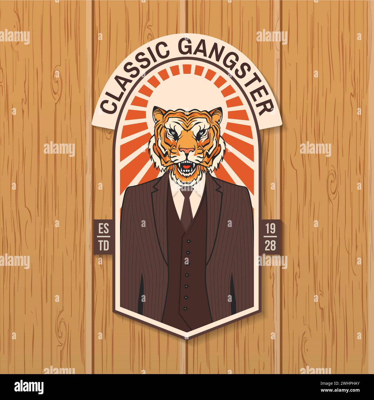 Classic gangster badge design. Vector illustration. Vintage monochrome ...