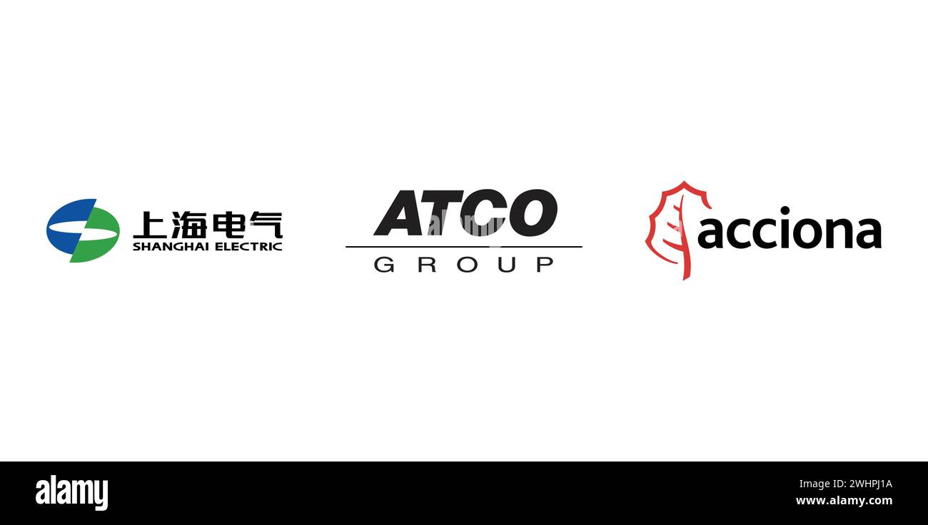 ATCO, Shanghai Electric, Acciona. Vector editorial brand icon Stock ...