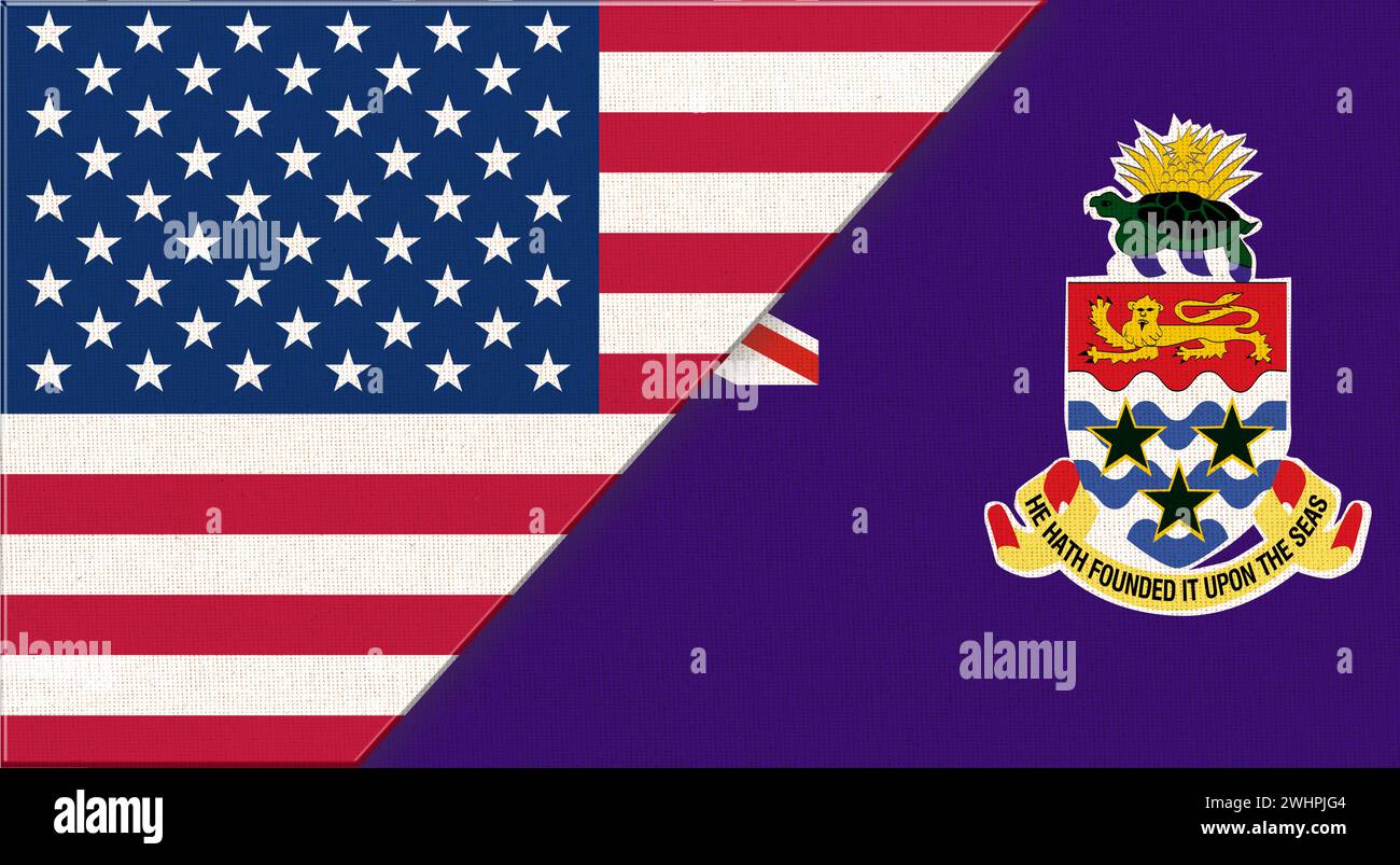 Flags of USA and Cayman Islands. American and Cayman Islands national ...