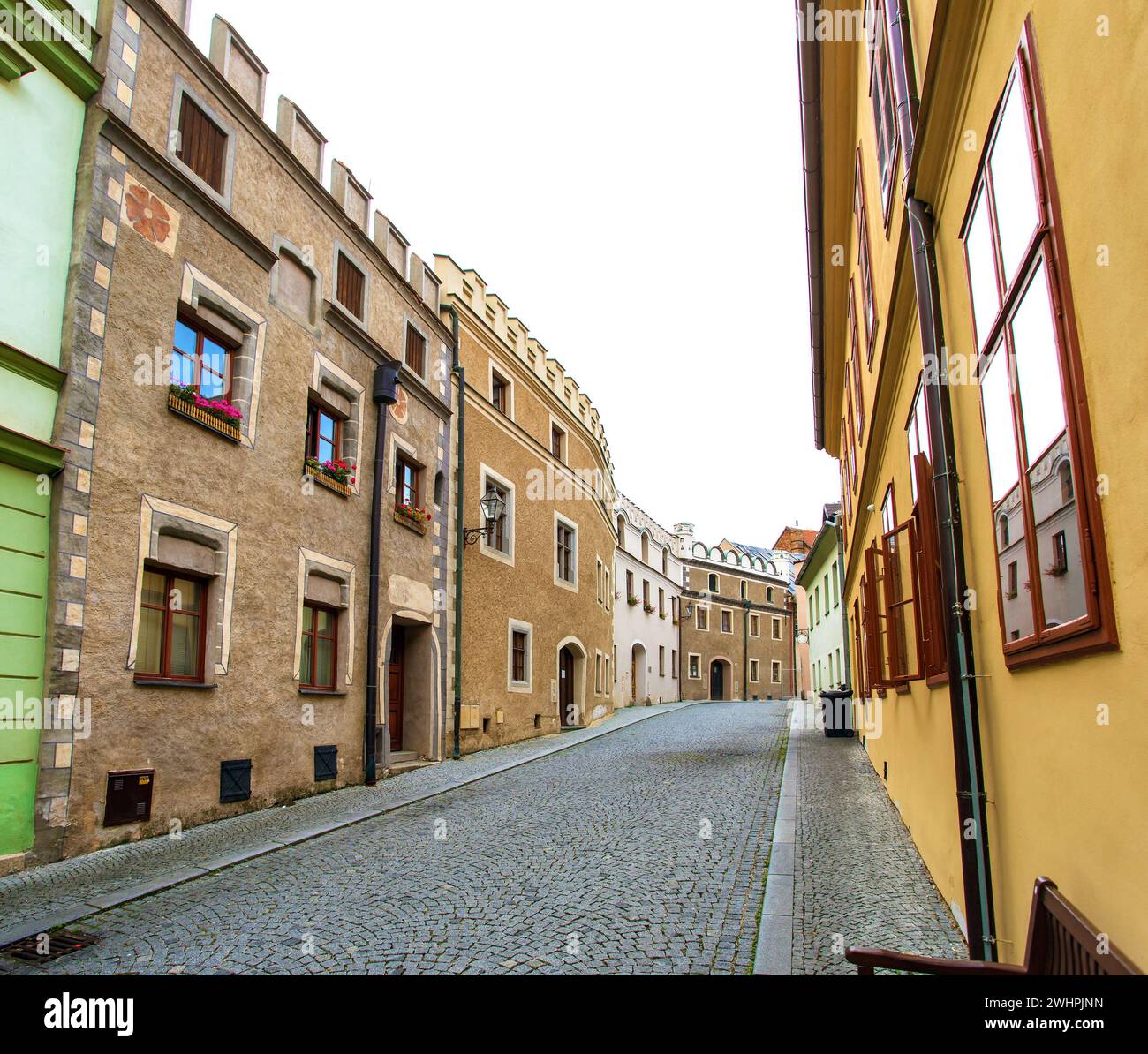 hystoric town Prachatice, street with old medieval houses, South ...