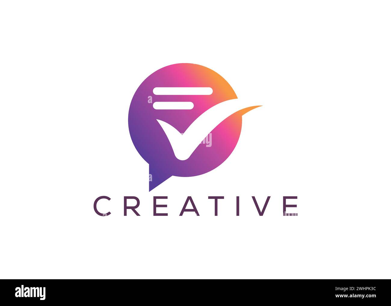 Minimalist check mark chat logo design vector template. Creative modern ...