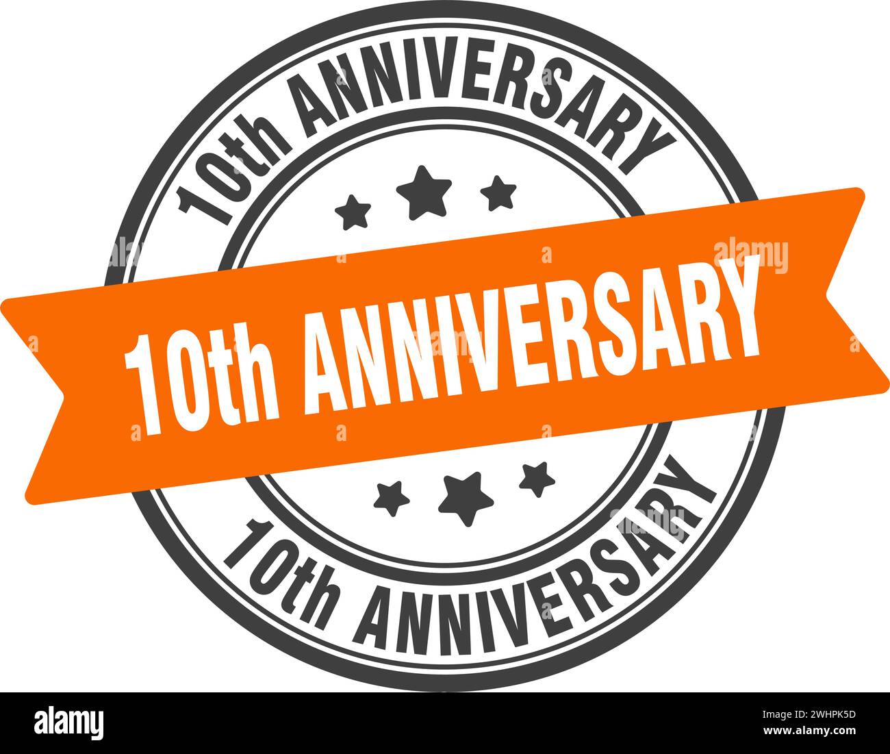 10th anniversary stamp. 10th anniversary round sign. label on ...