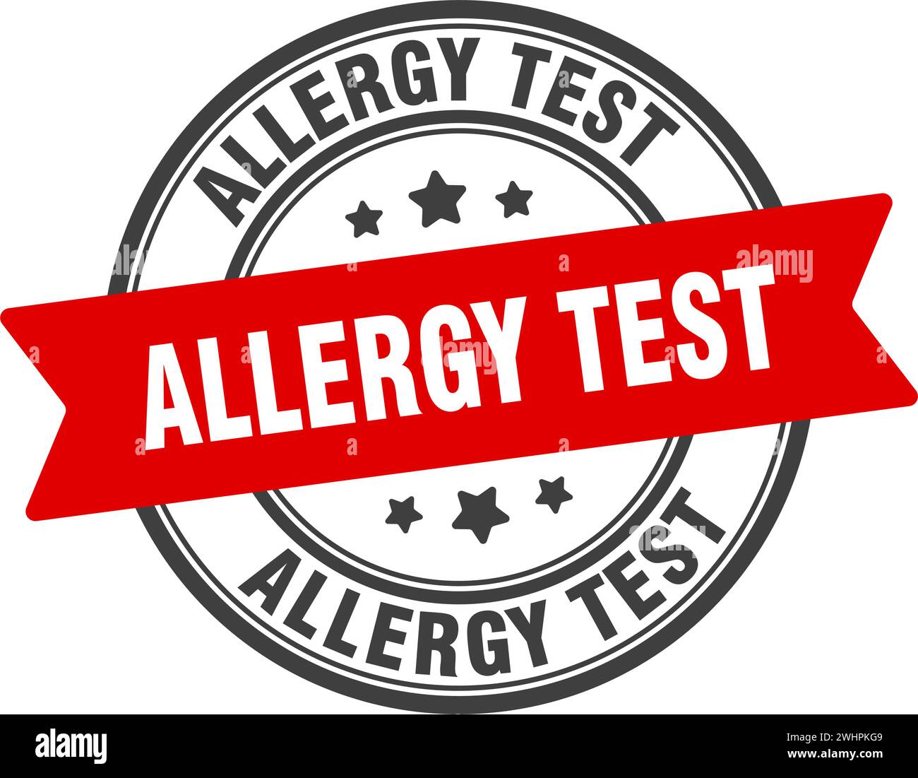 allergy test stamp. allergy test round sign. label on transparent ...