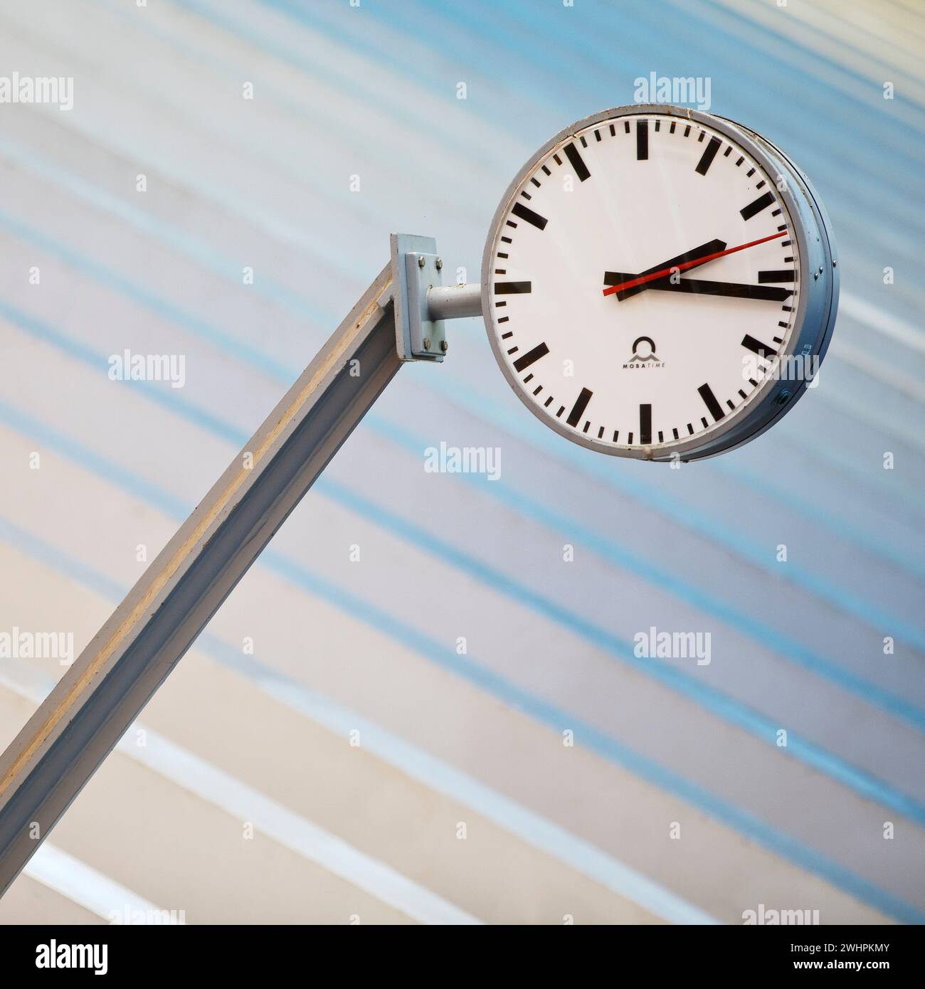 Station clock in LiÃ¨ge-Guillemins train station, modern architecture ...