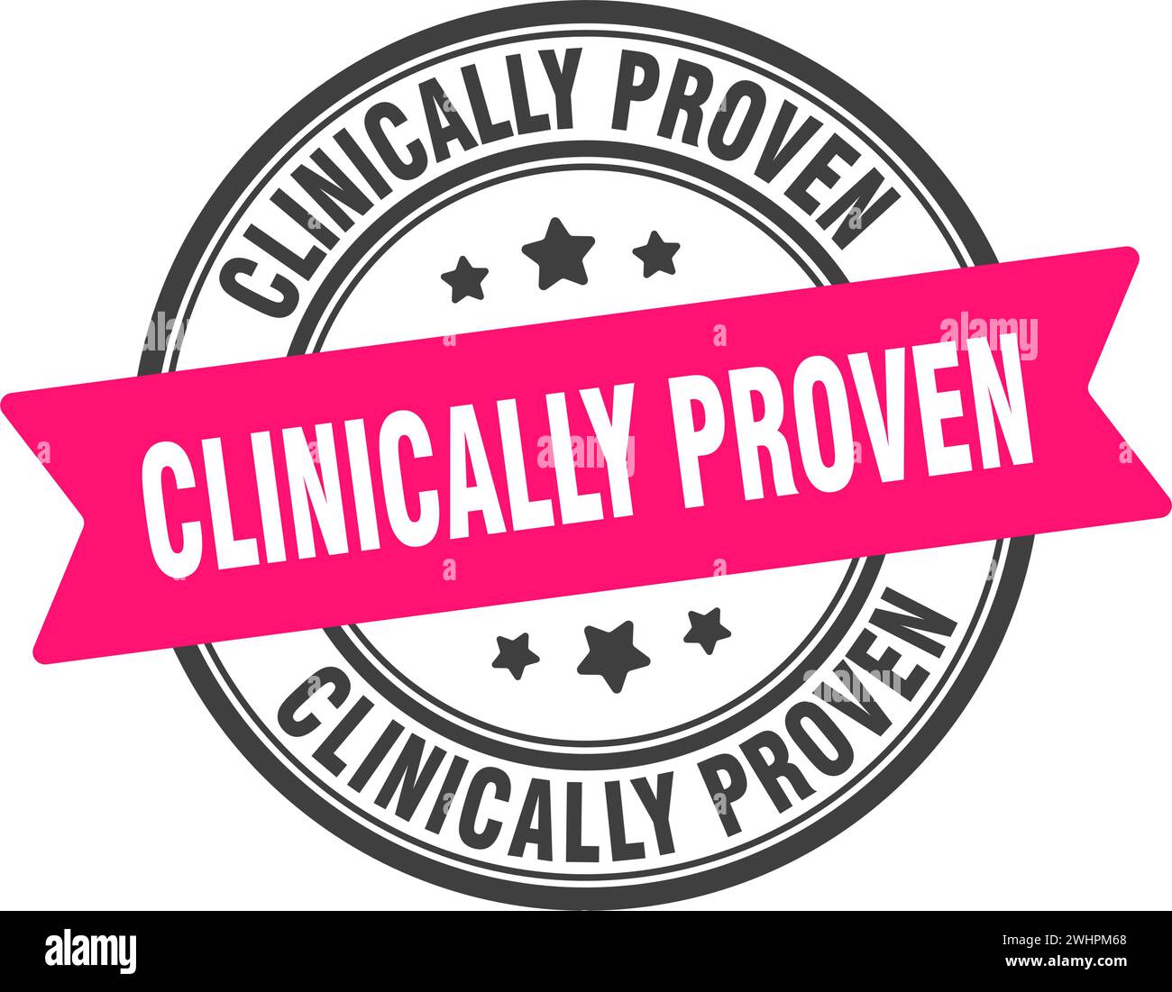 clinically proven stamp. clinically proven round sign. label on ...
