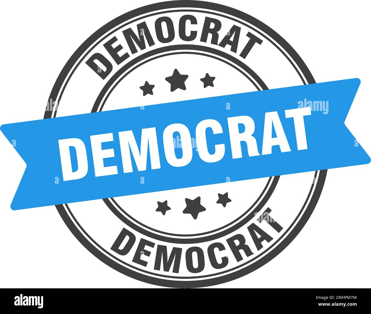 democrat stamp. democrat round sign. label on transparent background ...