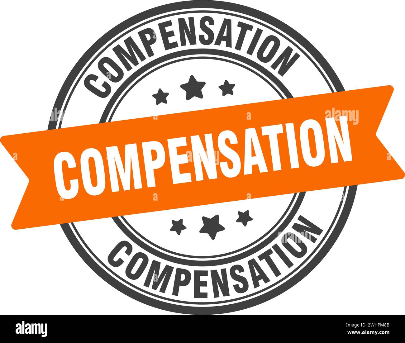 compensation stamp. compensation round sign. label on transparent ...