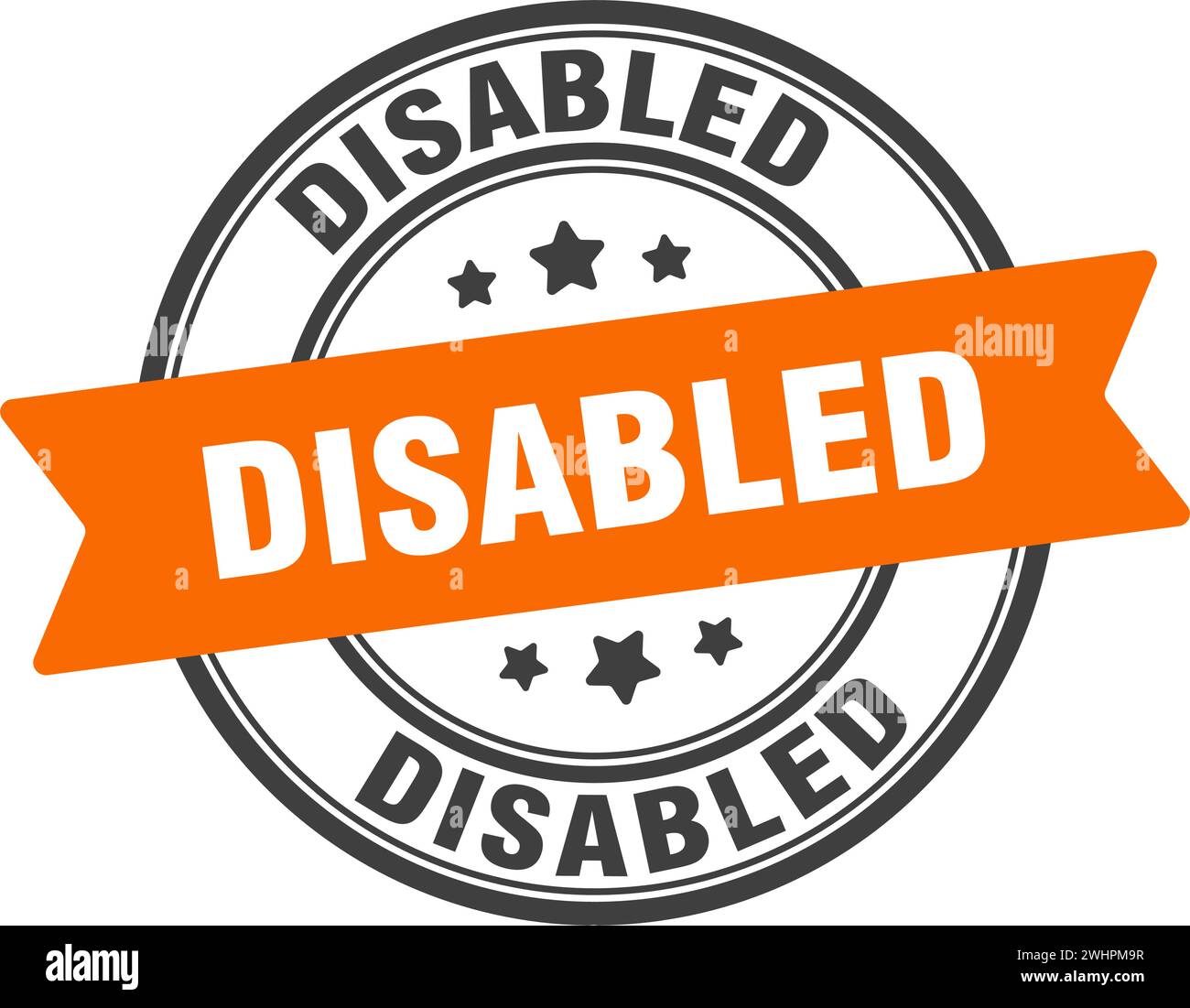 disabled stamp. disabled round sign. label on transparent background ...