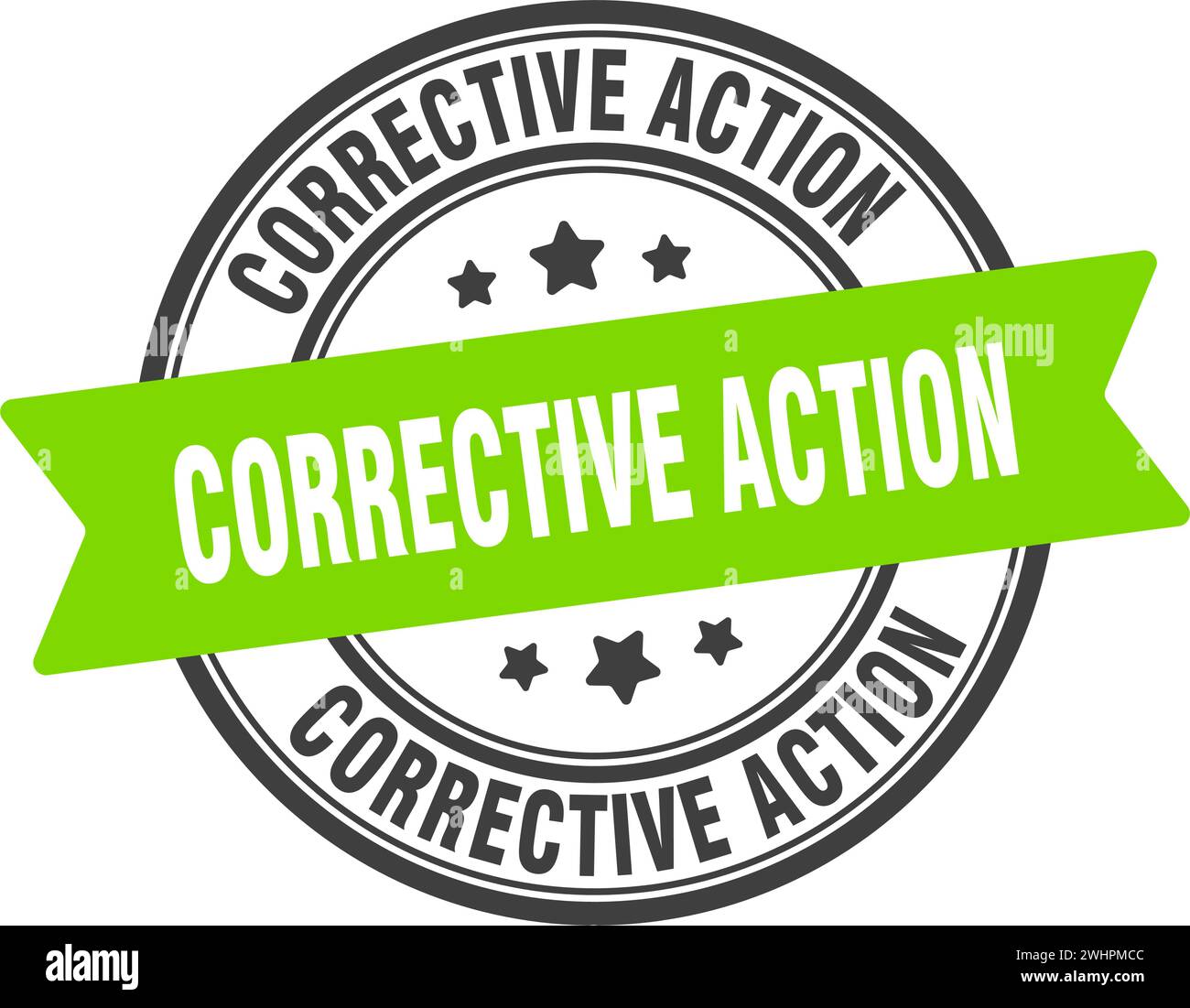 corrective action stamp. corrective action round sign. label on ...