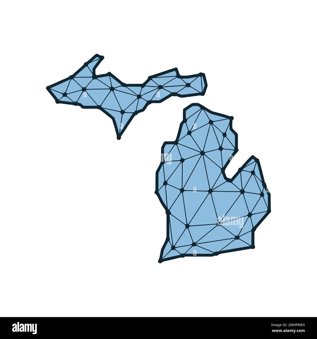 Michigan state map polygonal illustration made of lines and dots ...