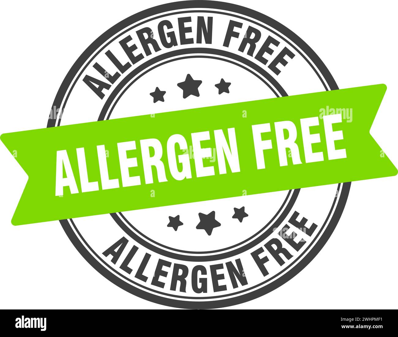 allergen free stamp. allergen free round sign. label on transparent ...