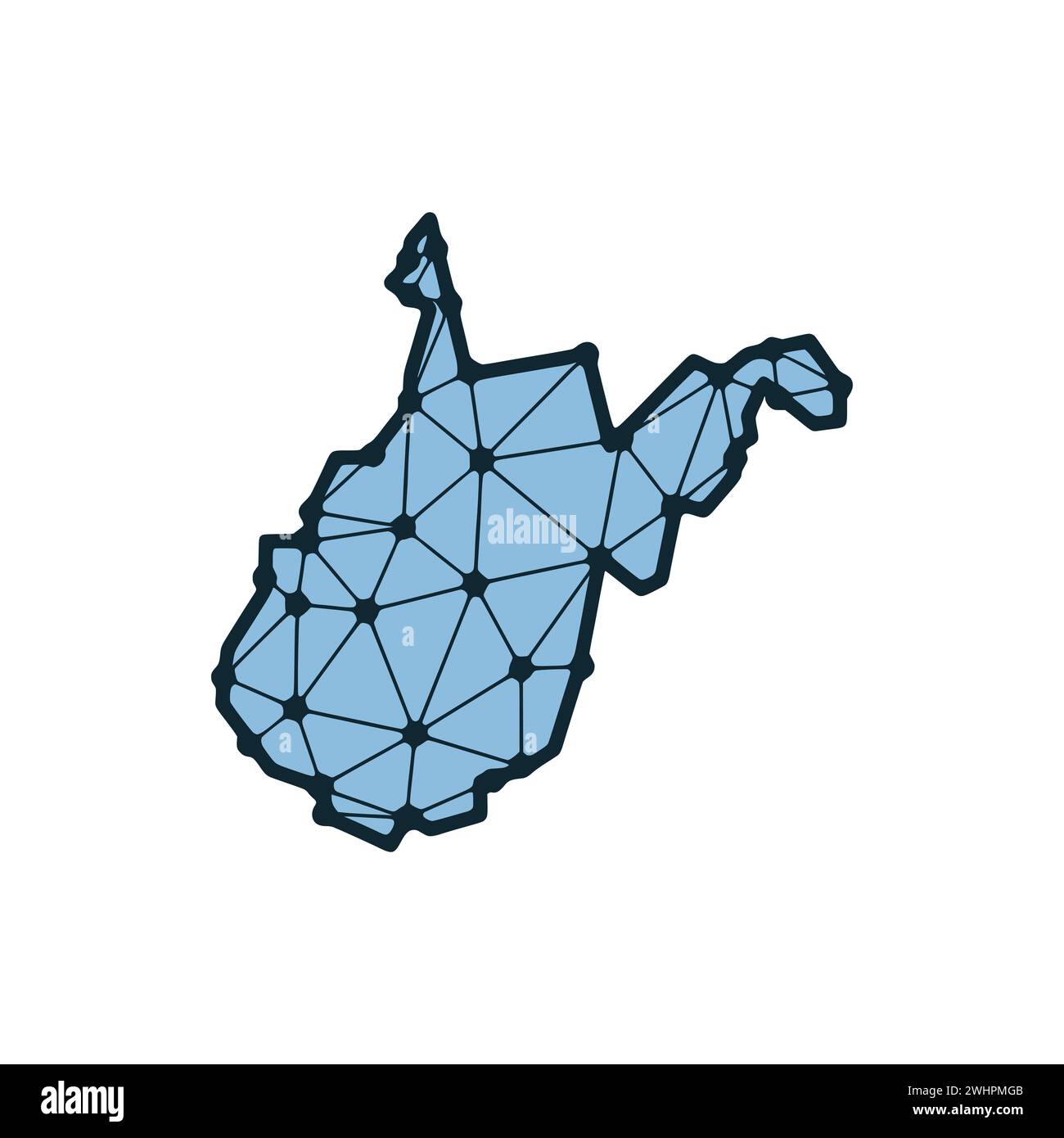 West Virginia State Map Polygonal Illustration Made Of Lines And Dots Isolated On White