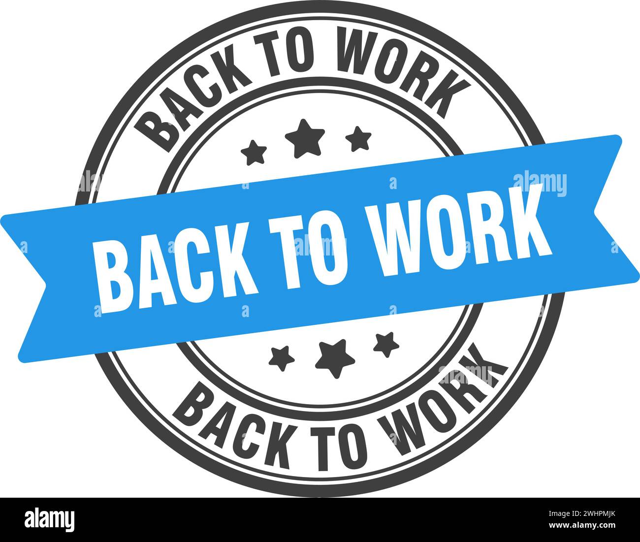 back to work stamp. back to work round sign. label on transparent ...