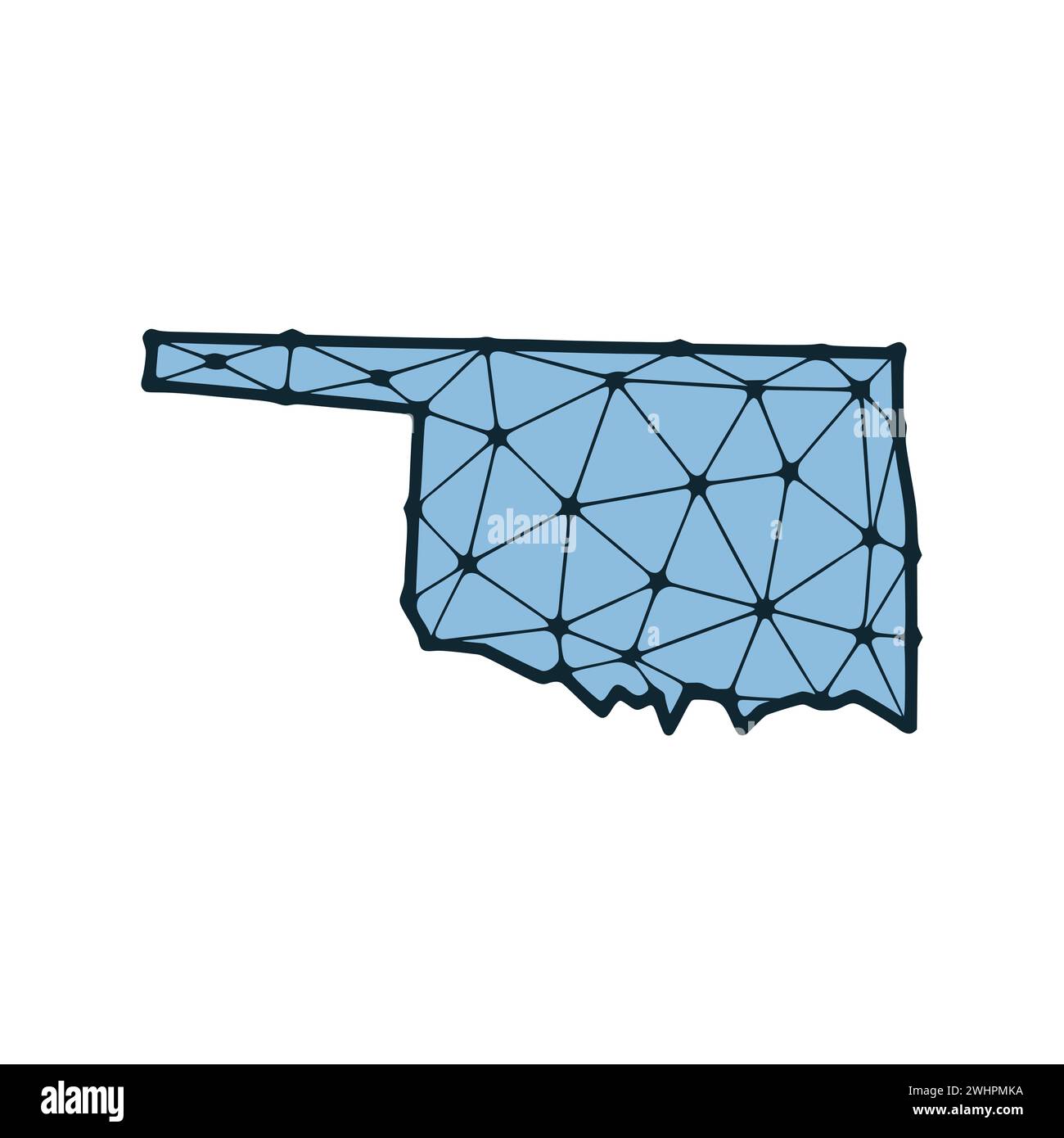 Oklahoma state map polygonal illustration made of lines and dots ...
