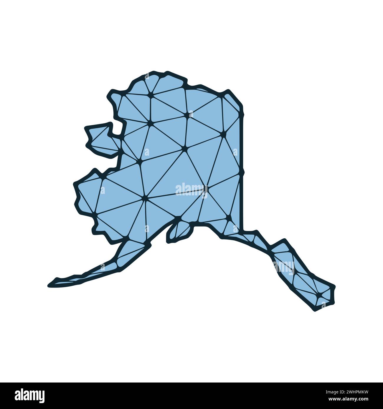 Alaska state map polygonal illustration made of lines and dots ...