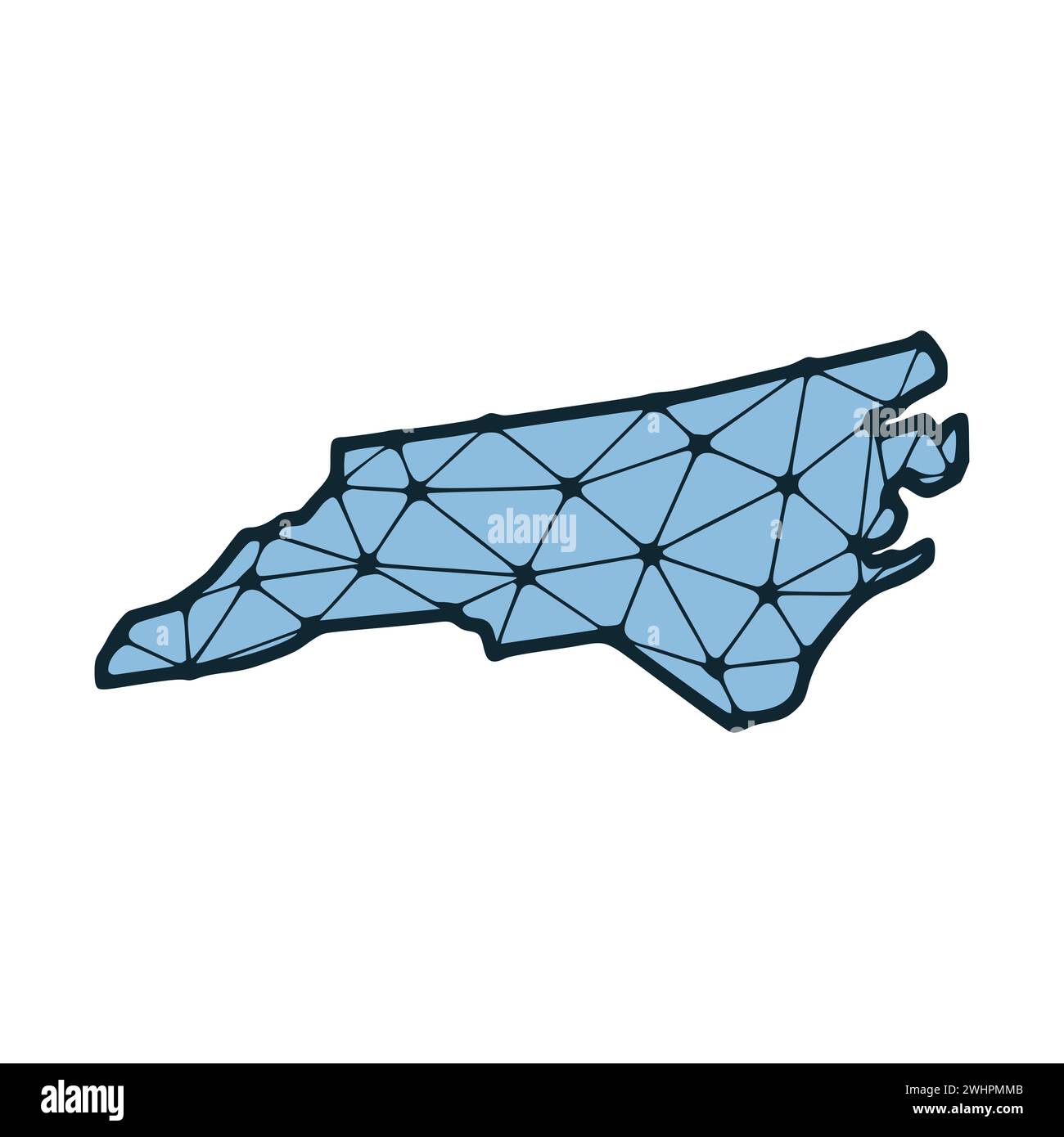 North Carolina State Map Polygonal Illustration Made Of Lines And Dots Isolated On White