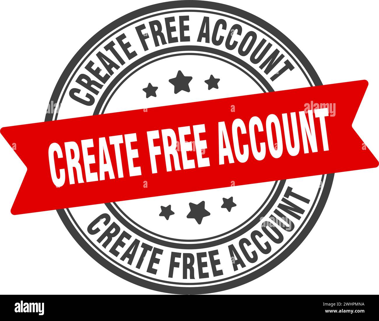 create free account stamp. create free account round sign. label on ...