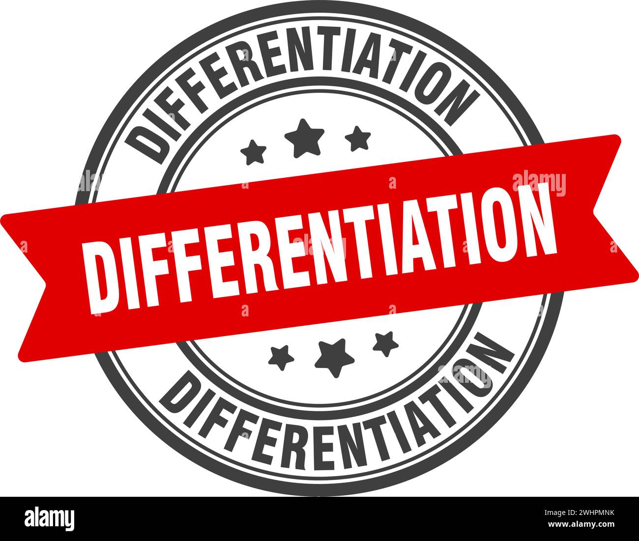 differentiation stamp. differentiation round sign. label on transparent ...