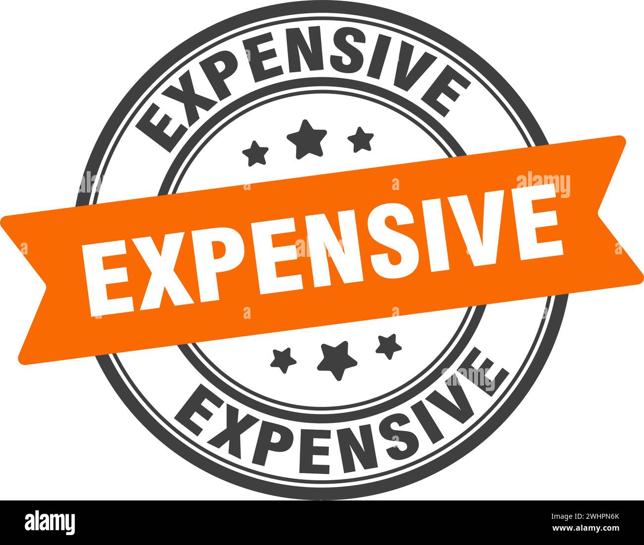 expensive stamp. expensive round sign. label on transparent background ...