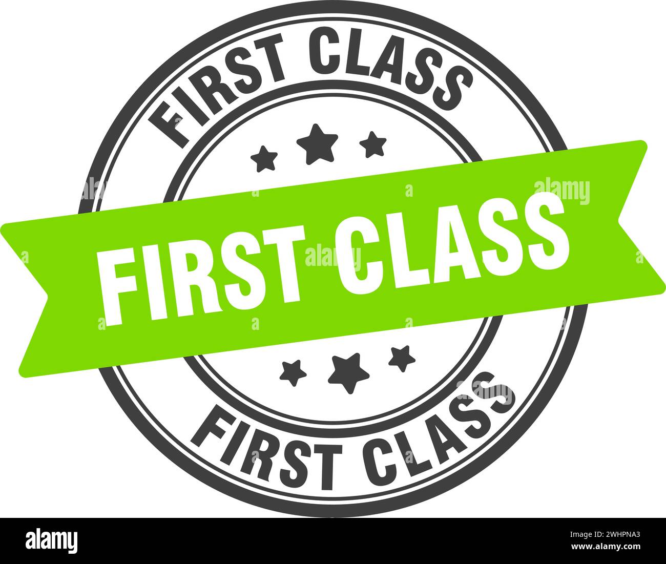 first class stamp. first class round sign. label on transparent ...