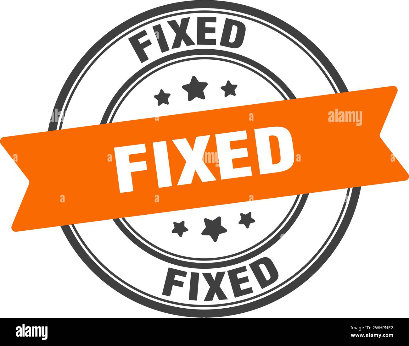 fixed stamp. fixed round sign. label on transparent background Stock ...