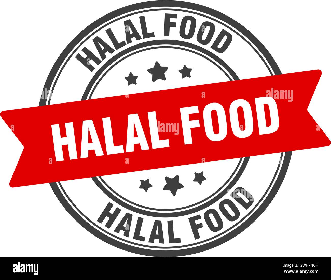 halal food stamp. halal food round sign. label on transparent ...