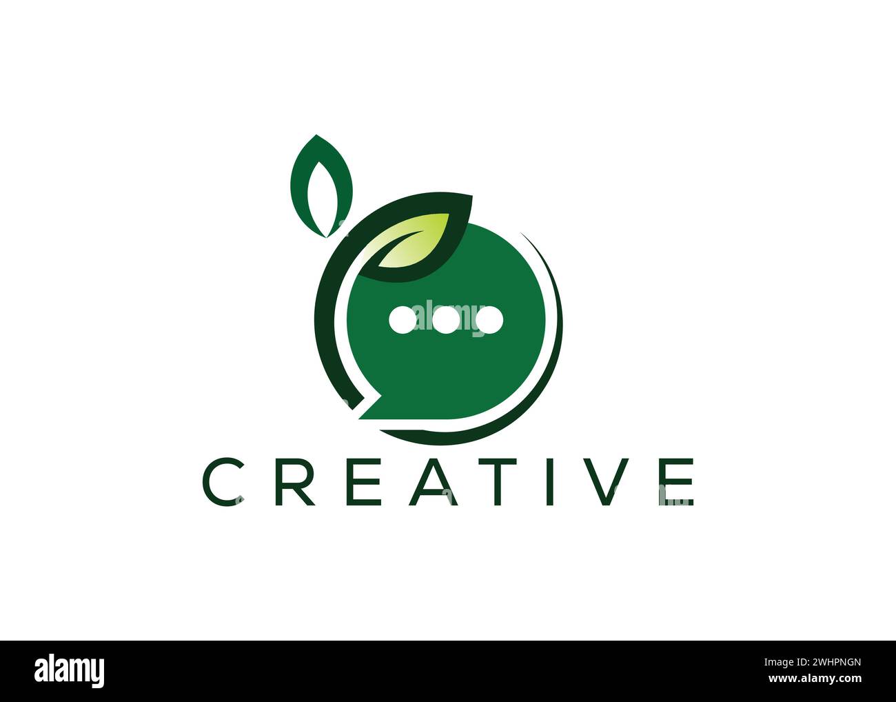 Minimalist eco leaf chat logo design vector template. Creative modern ...