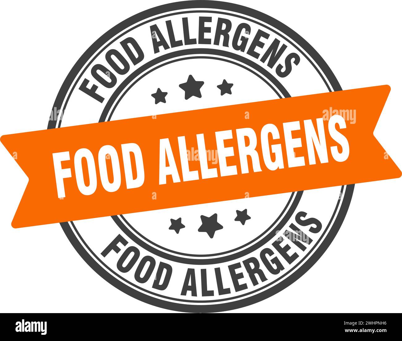 food allergens stamp. food allergens round sign. label on transparent ...