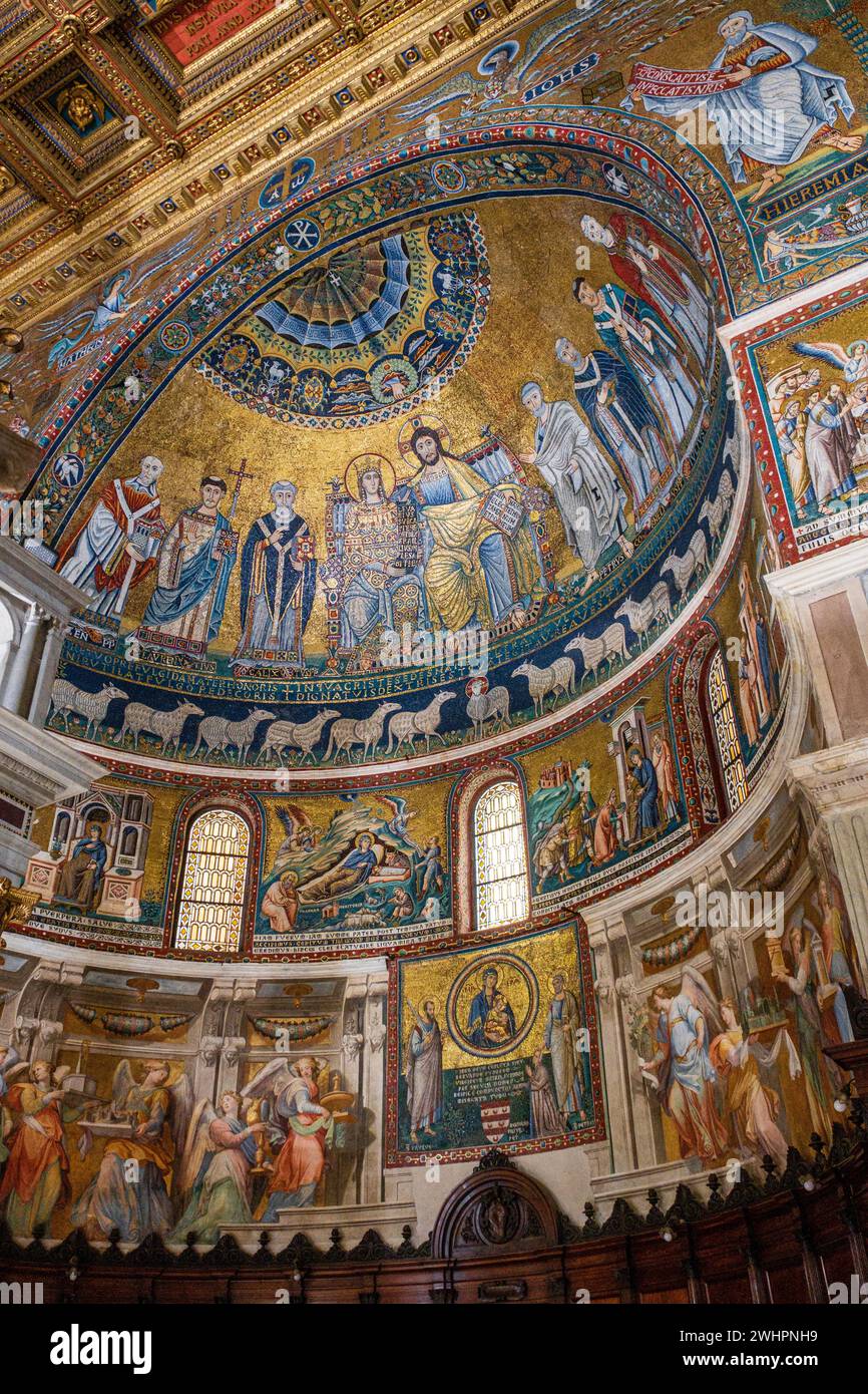 apse, mosaic with the Coronation of the Virgin, 12th century, work of Pietro Cavallini, The ...