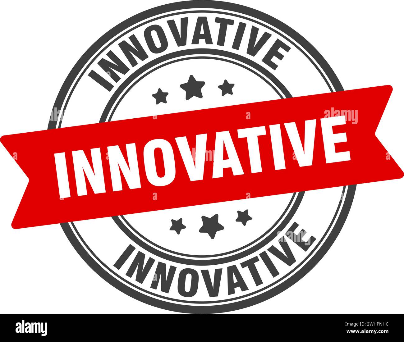 innovative stamp. innovative round sign. label on transparent ...