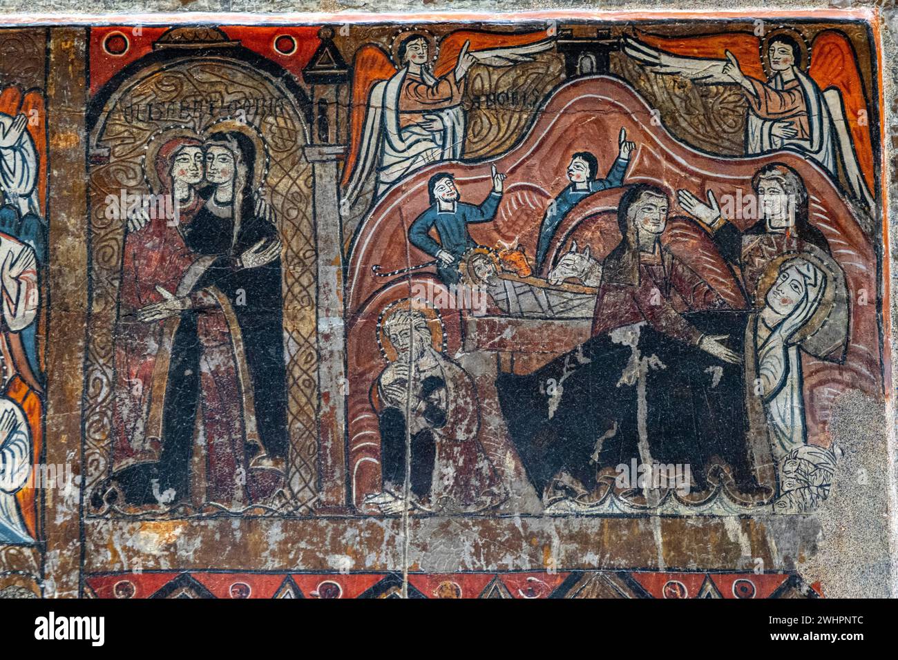 visitation and birth of Jesus, altar frontal of Santa Maria de Iguacel ...