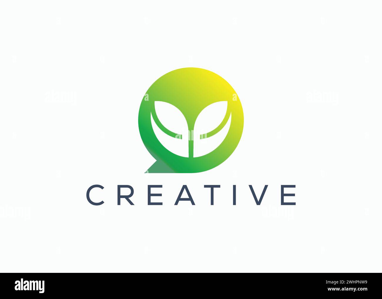 Minimalist eco leaf chat logo design vector template. Creative modern ...
