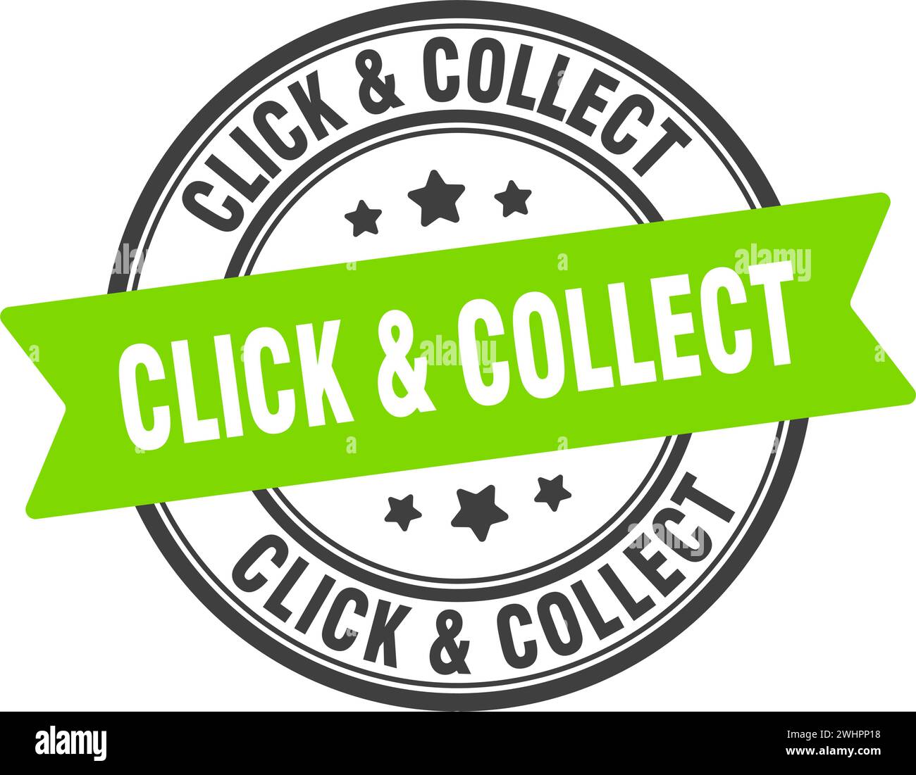 click & collect stamp. click & collect round sign. label on transparent ...