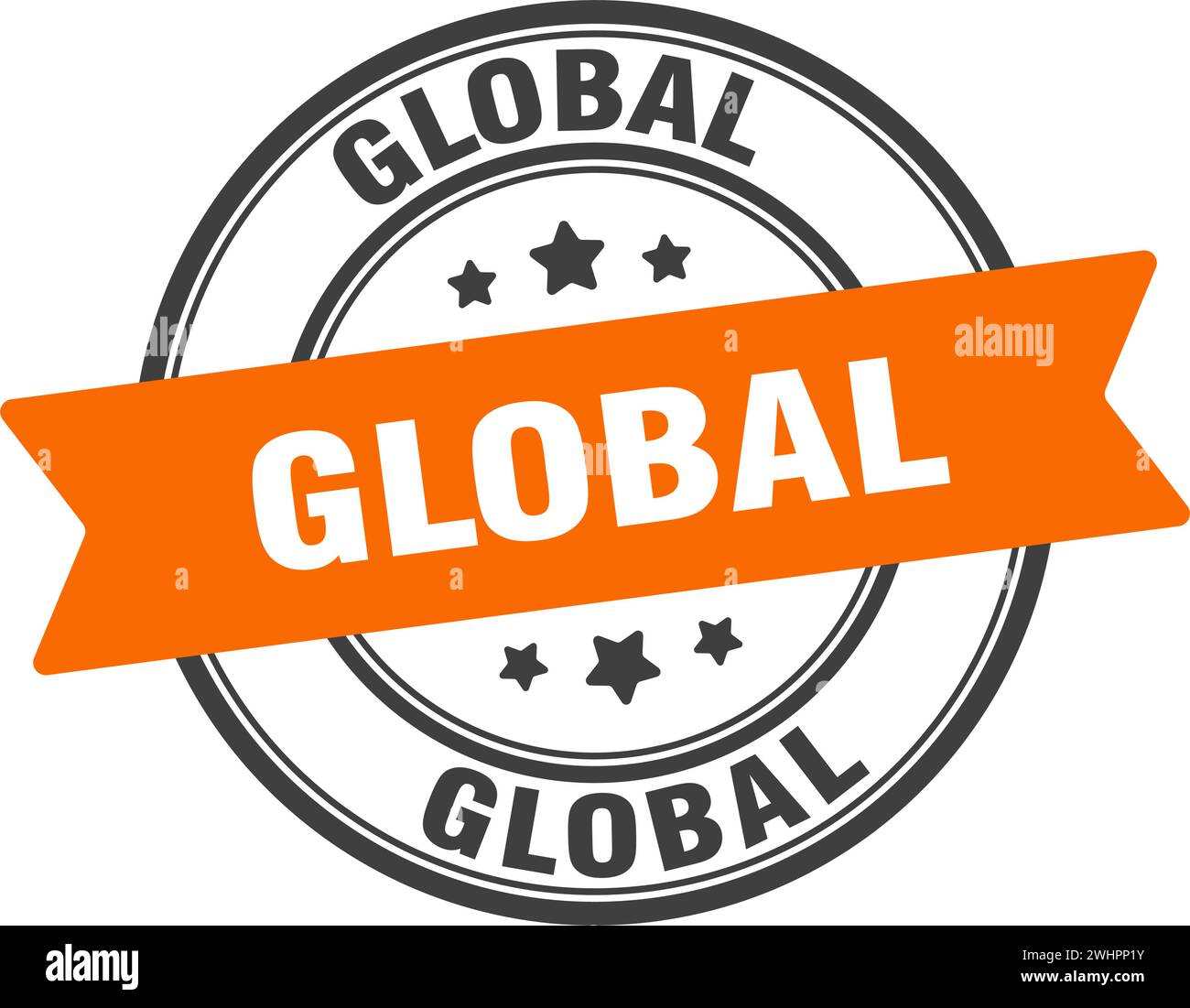 global stamp. global round sign. label on transparent background Stock ...