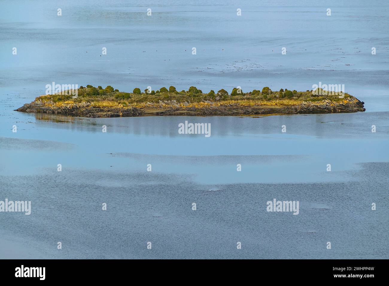 Small islet at lapataia bay, argentina Stock Photo - Alamy