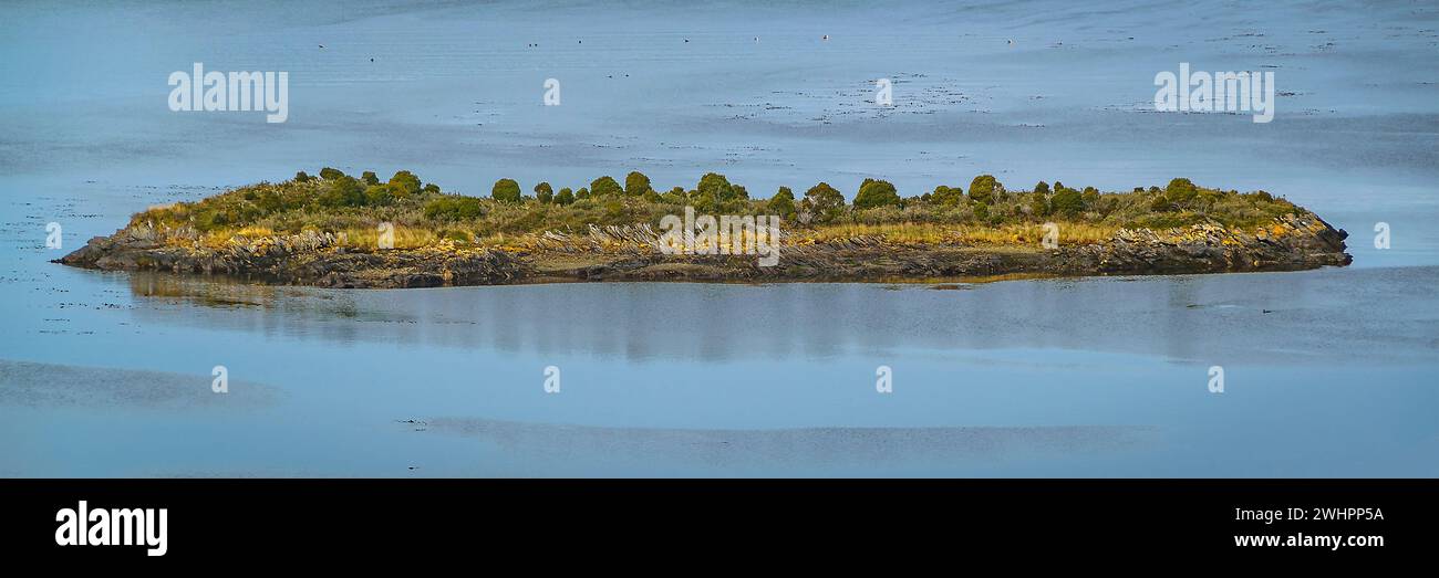 Small islet at lapataia bay, argentina Stock Photo - Alamy