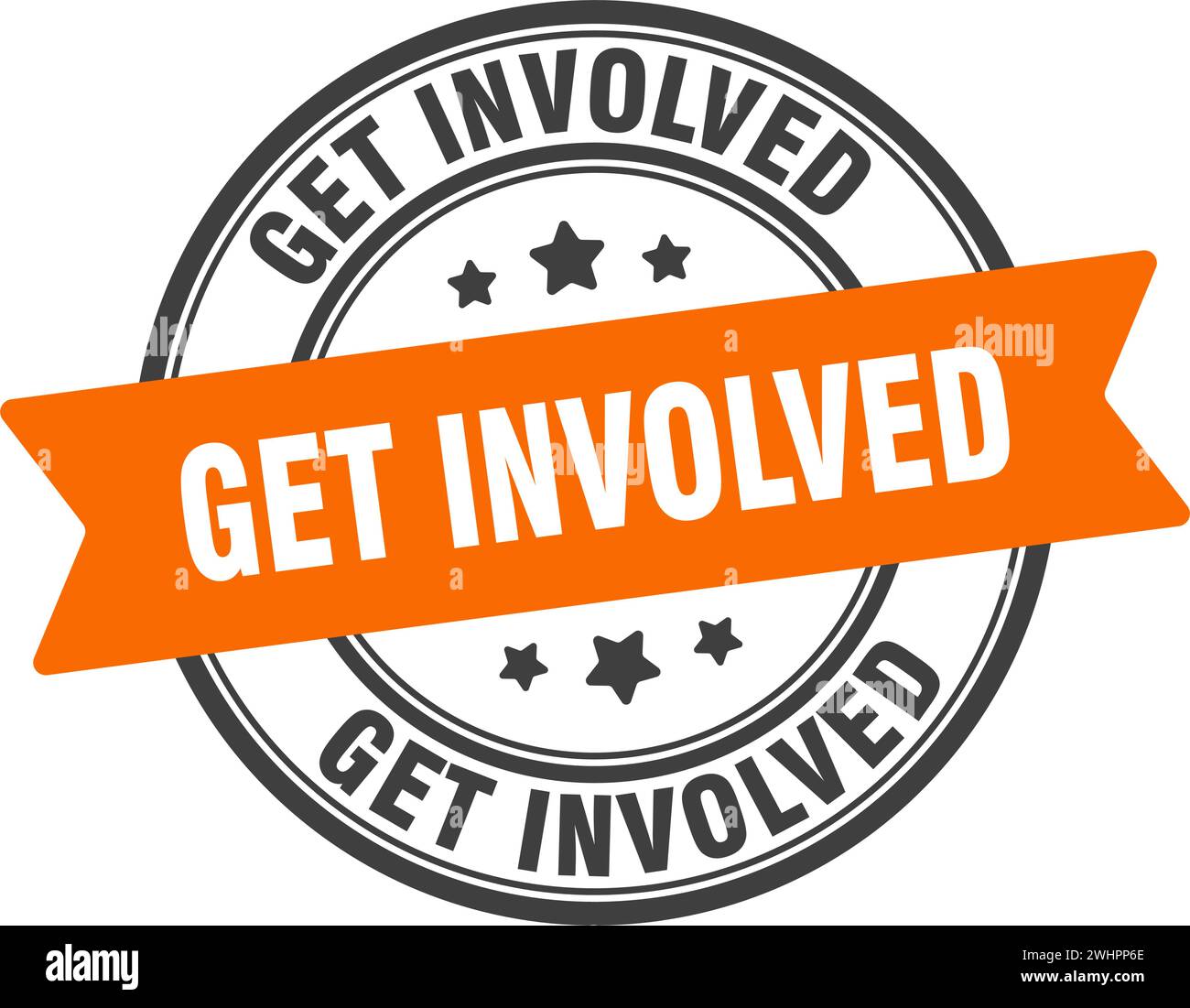 get involved stamp. get involved round sign. label on transparent ...