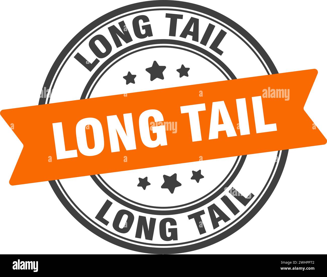 long tail stamp. long tail round sign. label on transparent background ...