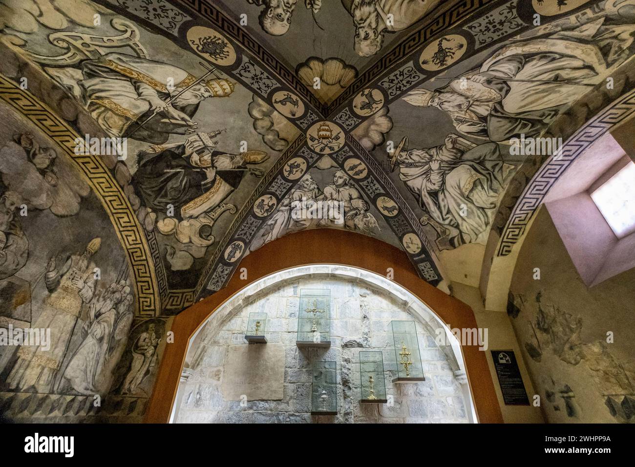 Secretum, decorated in the 16th century with grisaille paintings ...