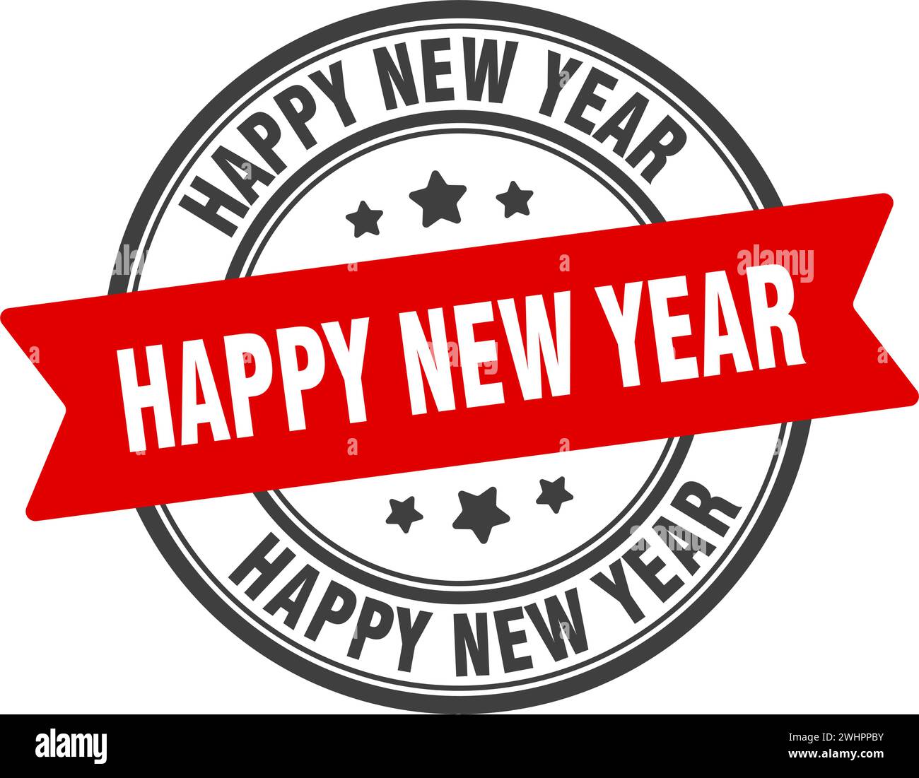 happy new year stamp. happy new year round sign. label on transparent ...