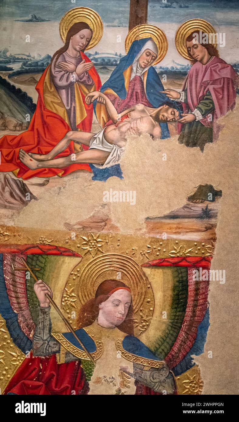 crying over dead Christ and Saint Michael, panels of San Miguel, XV ...